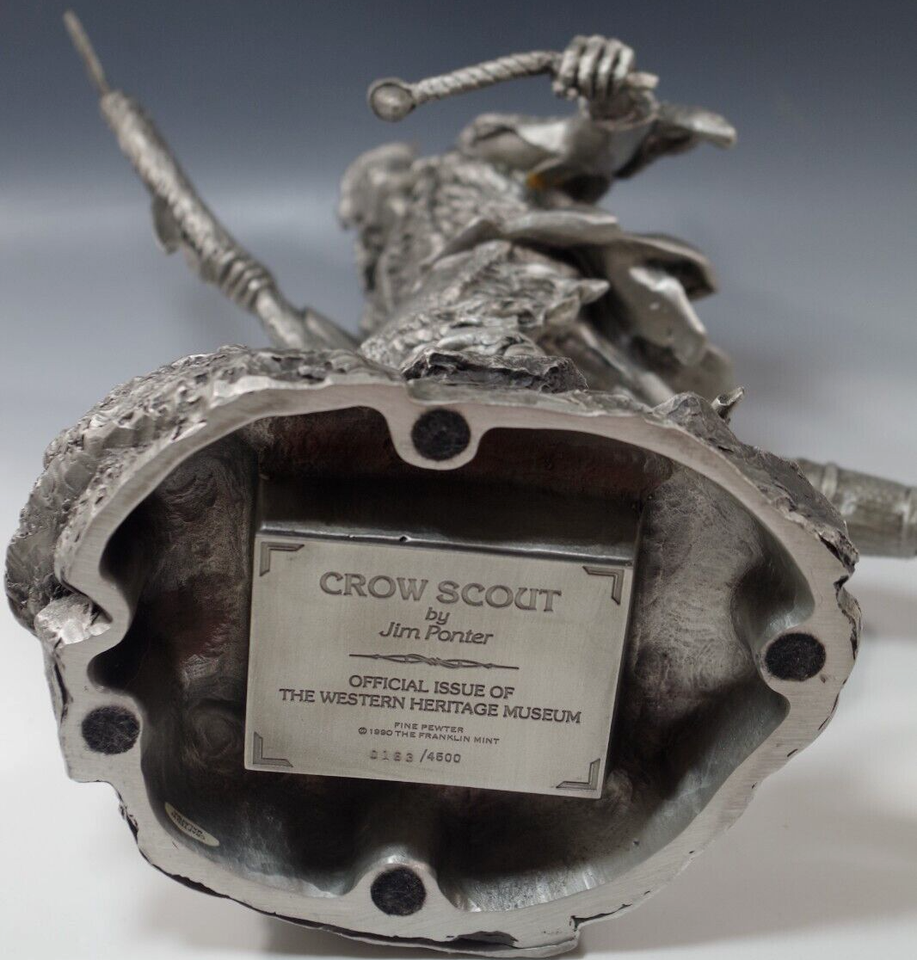 FRANKLIN MINT CROW SCOUT BY JIM PONTER PEWTER SCULPTURE L.E 163/4500 COA 10'' | eBay