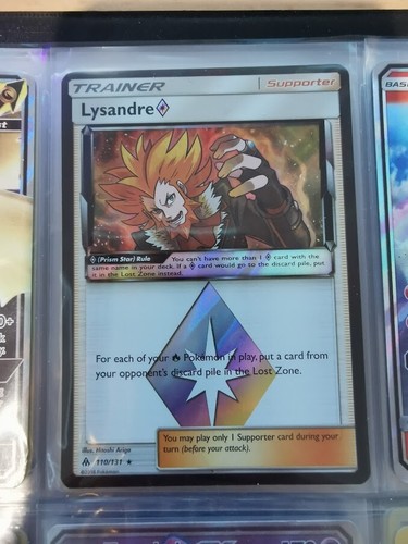 Lysandre 110/131 Trainer Holo Rare Sun Moon SM Forbidden Light Pokemon ...