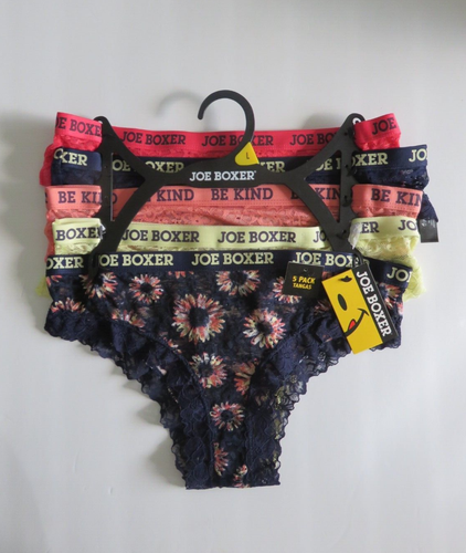 Joe Boxer Women's 5 Pair Pack Lace Detail Tangas Fit Panties Size L ...