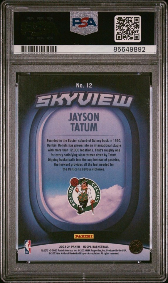 2023 Panini Hoops Basketball Jayson Tatum Skyview Card #12 PSA NM-MT 8 ...