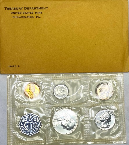 1962 US 5 Coin Proof Set Silver Coins and Envelope Philadelphia Mint | eBay