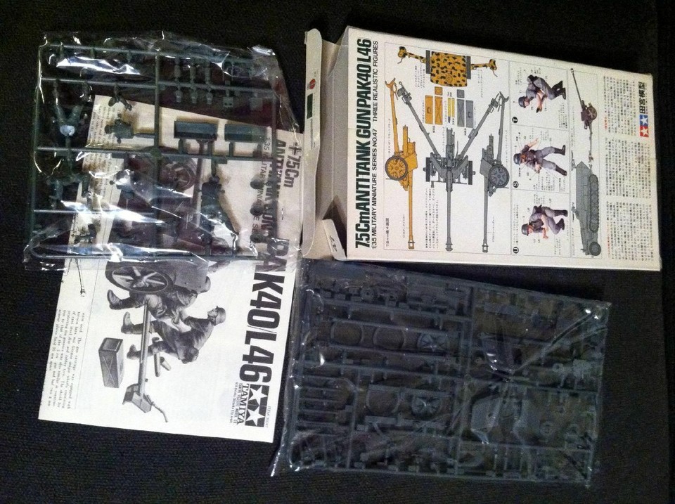 1/35 Tamiya #35047 AT 7.5Cm Anti-Tank Gun (Pak 40/L46) German Vintage ...