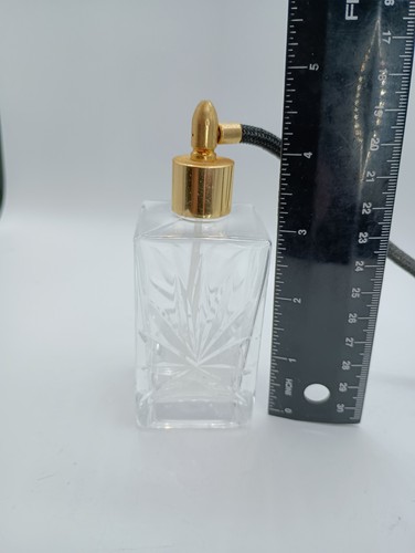 Perfume Bottle Lead Crystal Waterstone Clear Glass Black Pump Ball | eBay