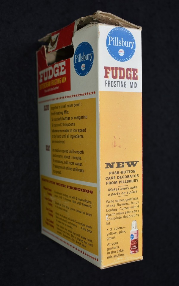 [ 1960s Pillsbury Fudge Frosting Mix Box - Vintage Baking / Food ...