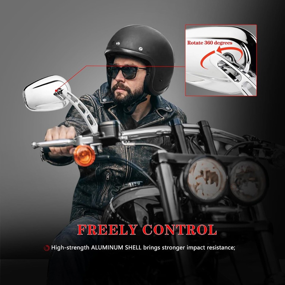 Chrome Rear-View Mirrors For Harley Road Street Glide Sportster Dyna ...