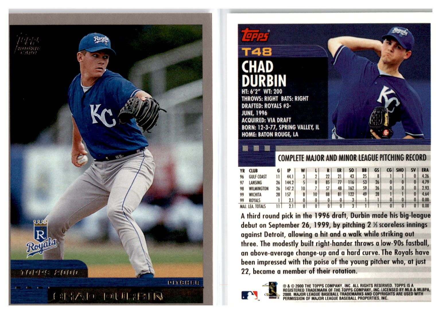 2000 Topps Traded & Rookies #T48 Chad Durbin RC - Kansas City Royals | eBay