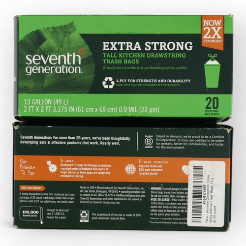 Seventh Generation Extra Strong Tall Kitchen Drawstring Trash Bags 13 ...