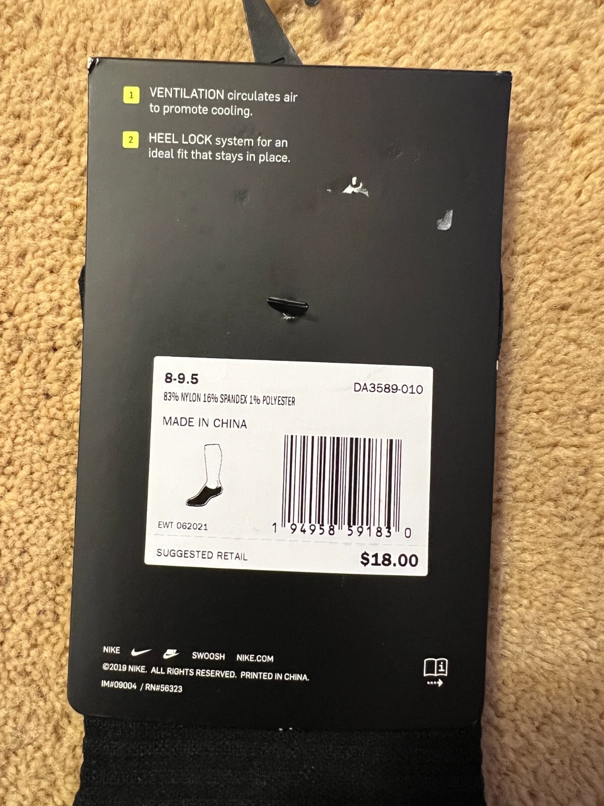 Nike+Spark+Lightweight+No+Show+Reflective+Running+Socks+Size+8-9.5 ...