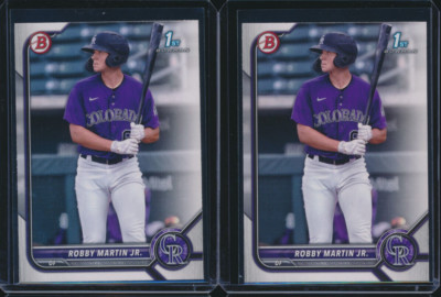 Lot of (2) ROBBY MARTIN JR 1st 2022 Bowman Paper Prospects ROCKIES ...