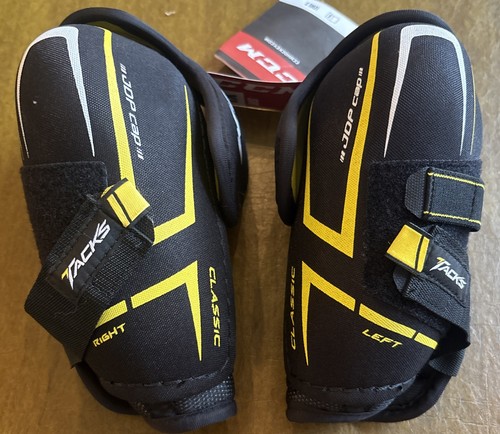 CCM Tacks Black & Yellow SR XL Hockey Elbow Pads JDP Cap | eBay