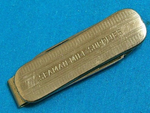 VINTAGE COLONIAL PROV RI USA SEAMAN MILL GENTS MONEY CLIP KNIFE KNIVES ...