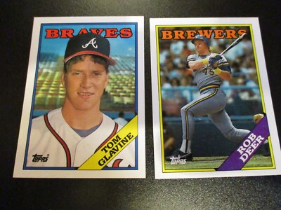 RARE 1988 Topps Tom GLAVINE Wrong Front ERROR & Correct ROOKIE Cards ...