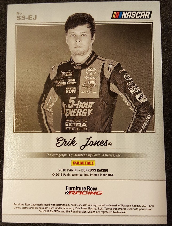 2018 DONRUSS NASCAR RACING STUDIO ERIK JONES AUTOGRAPH NRMT *PETTY ...