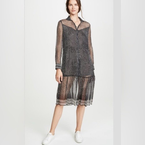 Rag & Bone Libby Printed Silk Georgette Midi Dress Black Polka Dot Size XS NWT | eBay