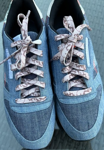 REEBOK Classic Double Sneakers 059503 Blue Denim Suede Lace-up Shoes Sz ...