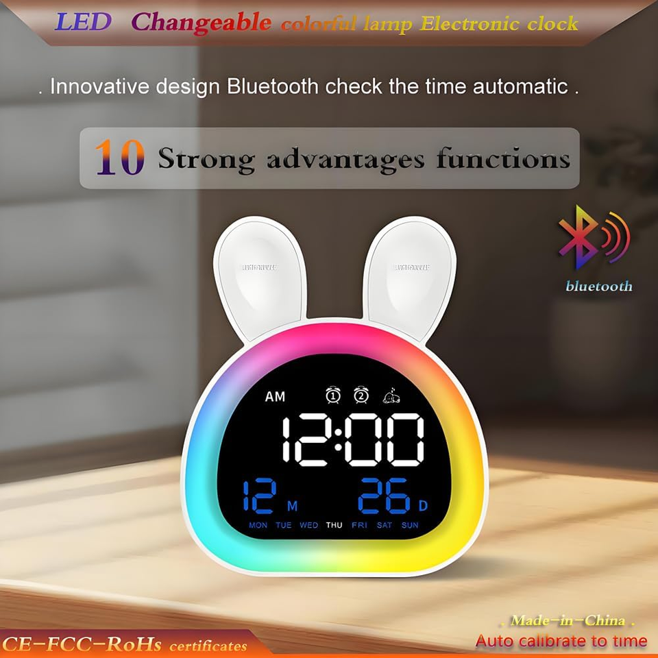 Cute Rabbit Electronic Alarm Clock with Touch Control Led Gradual ...