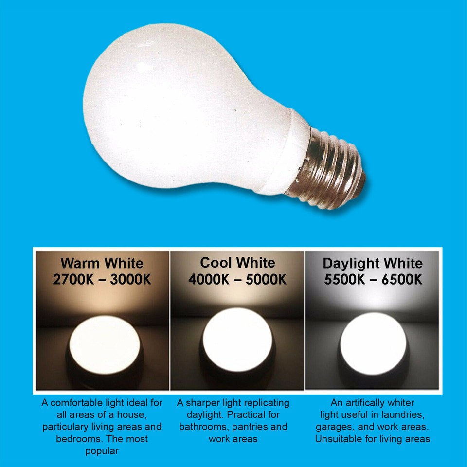 10x 9W Eveready CFL Low Energy A55 GLS 3500K White Light Bulbs ES E27 ...