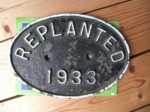 VINTAGE CAST IRON SIGN "REPLANTED 1933"-ORIGINAL. | eBay UK