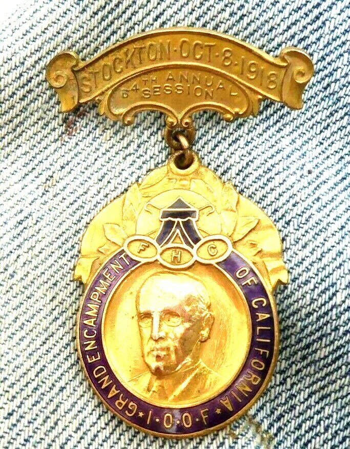 VINTAGE BADGE IOOF INDEPENDENT ORDER OF ODD FELLOWS STOCKTON CA 1918 | eBay