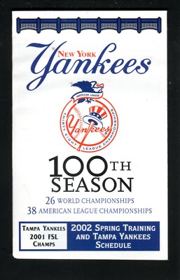 Tampa Yankees 2002 Pocket Schedule with New York Yankees Spring ...