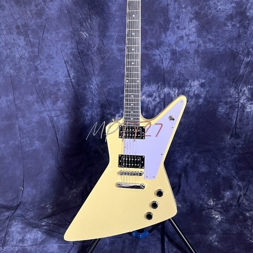 Cream Solid Electri Guitar 2H Active Pickups Black Fretboard White ...