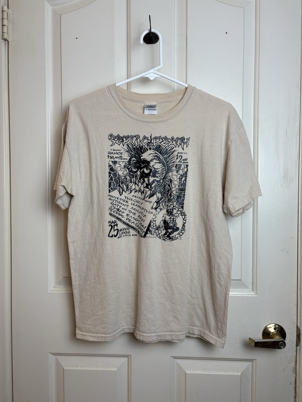 Vintage 2000s Y2K Septic Death Pushead Medium Beige S… - Gem