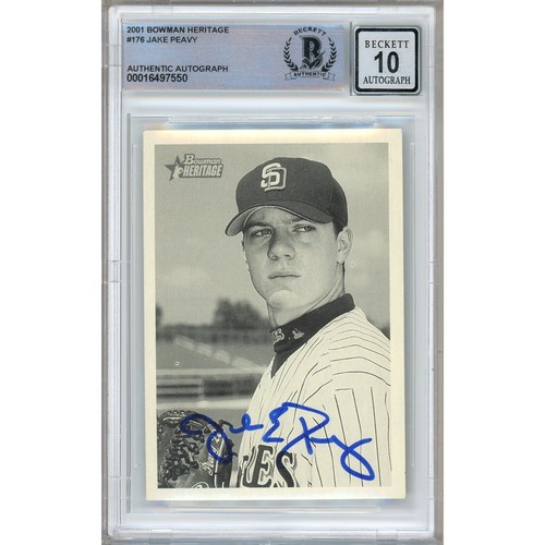 Jake Peavy San Diego Padres Signed 2001 Bowman Heritage #176 BAS BGS ...