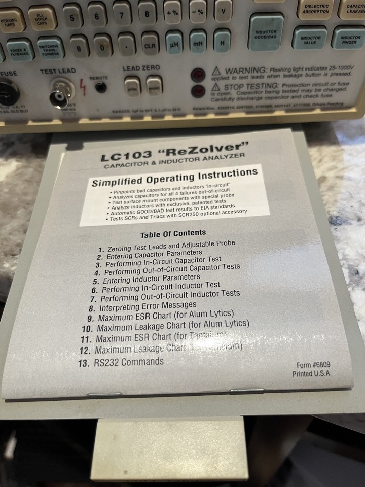 Sencore LC103 Capacitor and Inductor Analyzer Calibrated W Leads ...