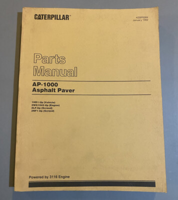CAT Caterpillar AP-1000 PARTS MANUAL BOOK CATALOG LIST ASPHALT PAVER sn ...