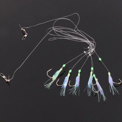 Sabiki Rigs 6 Hooks Saltwater Fishing Lure Size16# 18# 20# 24#Luminous ...