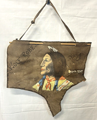 Antique Painted Chief Wolf Robe Native American Cheyenne on hide ...