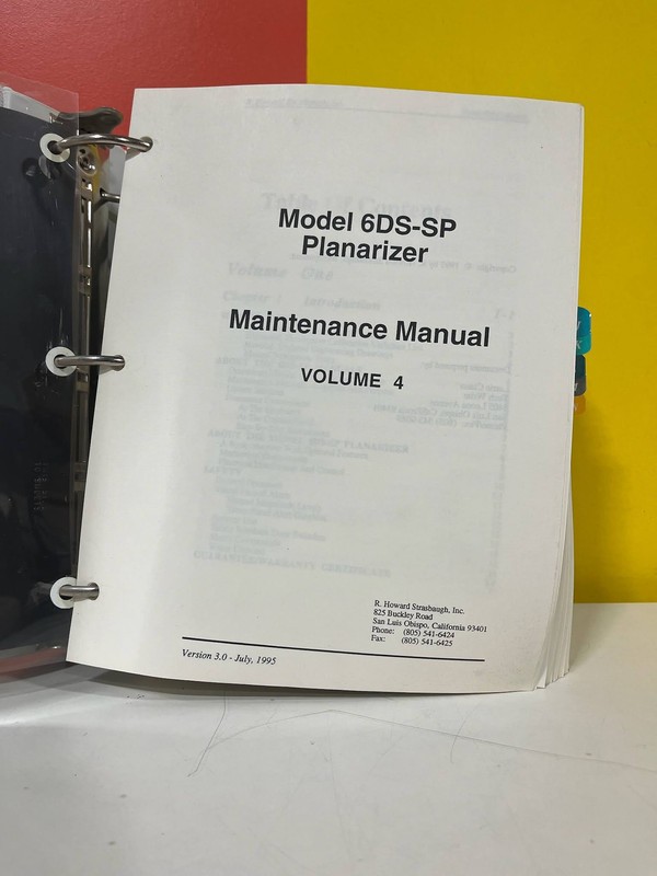 STRASBAUGH 6DS-SP Planarizer Maintenance Manual | eBay