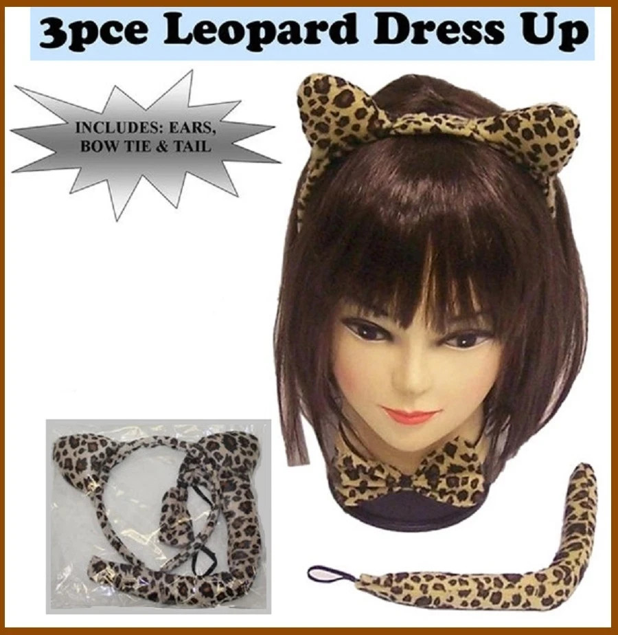 ANIMAL Headband SETS Ears Tie Tail ~ Minnie Mouse Leopard Devil Costume ...