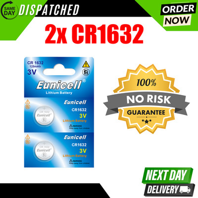 2 x CR1632 Panasonic 3V Lithium Coin Cell Battery 1632 DL1632 BR1632 ...