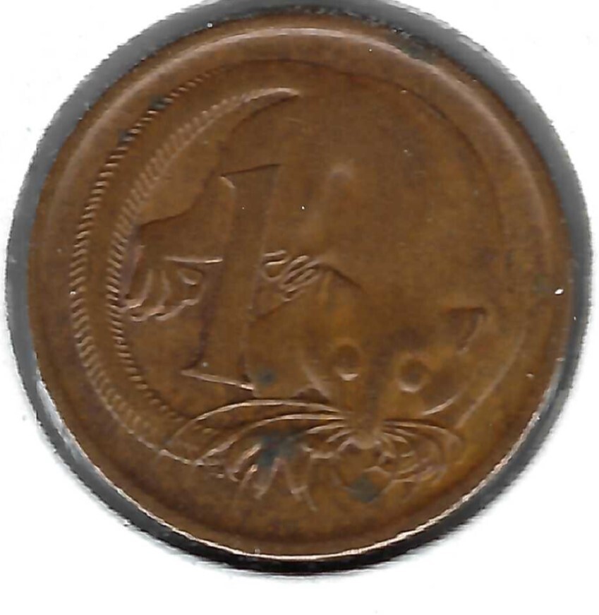 1966 AUSTRALIA Circulated One Cent QEII & Feather-tailed Glider Coin ...