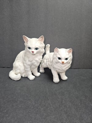 Lefton Blue Eyed White Fluffy Cats | eBay