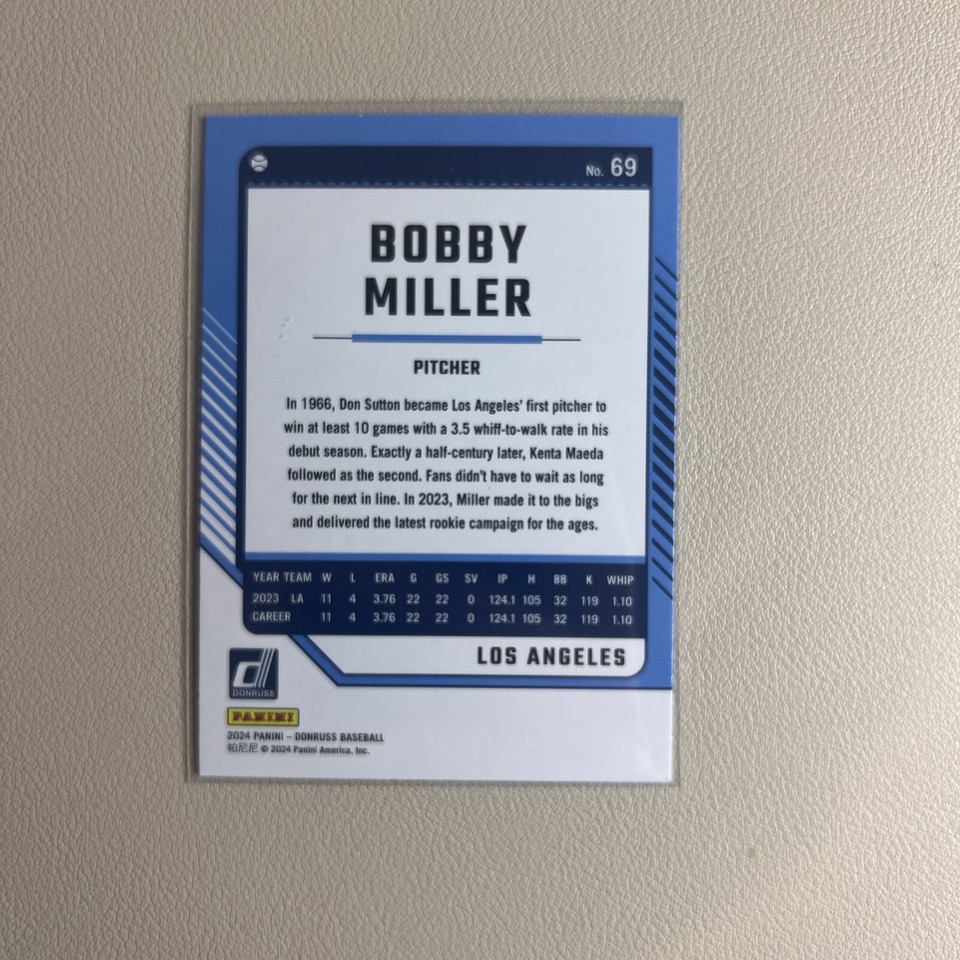 Bobby Miller 2024 Panini Donruss Liberty Card # 69 Dodgers | eBay