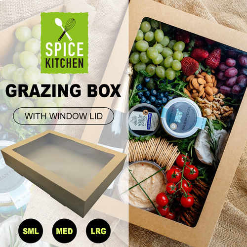 Grazing Box with Clear Window Lid Treat Tray Graze Board Takeaway Food ...