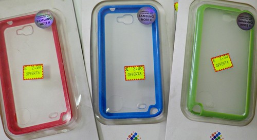 Cover ABS Rigid Clear Satin Samsung Note 2 Note II I-Total Blue Red V ...