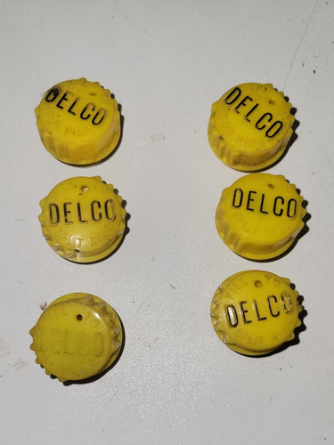 6 Yellow Vintage Delco Twist-In Battery Caps | eBay