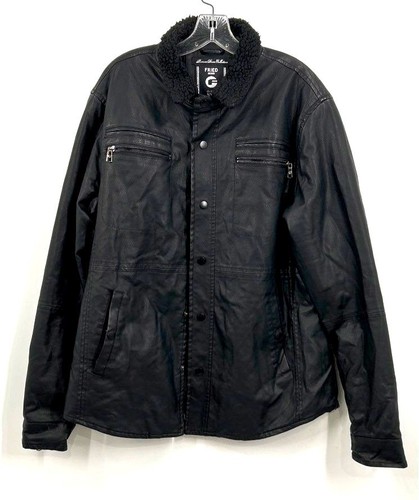 Fried Denim NYC Black Pleather Jacket w/Fleece Lining Size Large | eBay