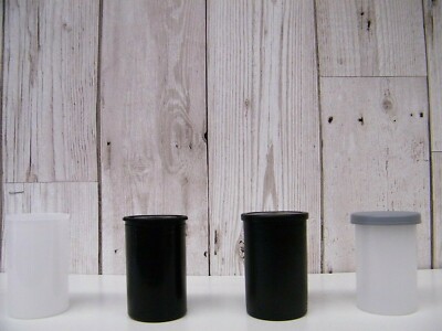 PHOTOGRAPHY FILM POTS 35MM FILM CANISTER ASSORTED CLEAR, BLACK X 15 per ...