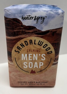 HUNTER & GREY SANDALWOOD Men’s Calming Deodorant Luxury Bar Soap Sealed ...