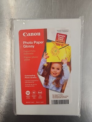Canon 4x6 Inch Photo Paper Glossy 50 Piece Inkjet Printers Sample Pack ...