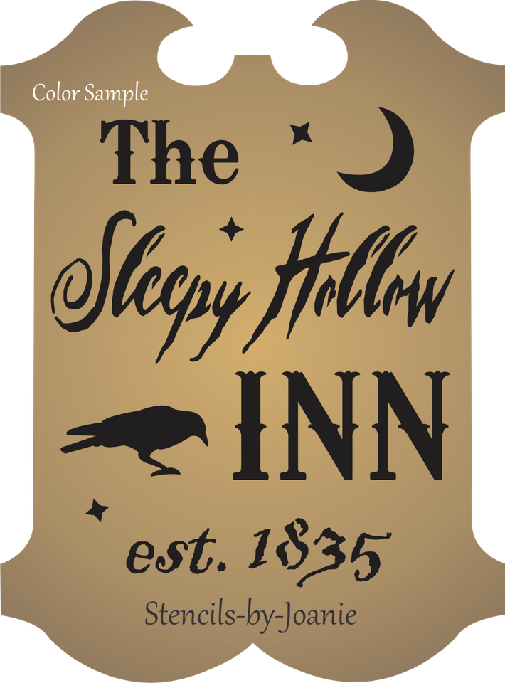 Sleepy Hollow Inn STENCIL Tavern Board shape Crow Moon Halloween DIY ...