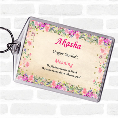 Akasha Name Meaning Bag Tag Keychain Keyring Floral | eBay UK