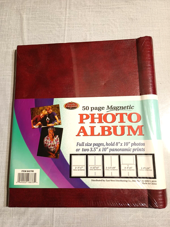 Family Heirloom Collection Photo Album 50 Page Magnetic Red Burgundy ...