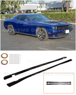 For 15-Up Dodge Challenger | Performance Style GLOSSY BLACK Side Skirts ...