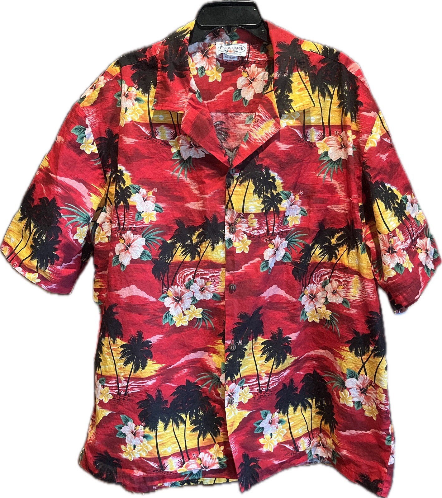 👀 3XL Hawaiian Pacific Legend Hibiscus Palm Tree Bea… - Gem