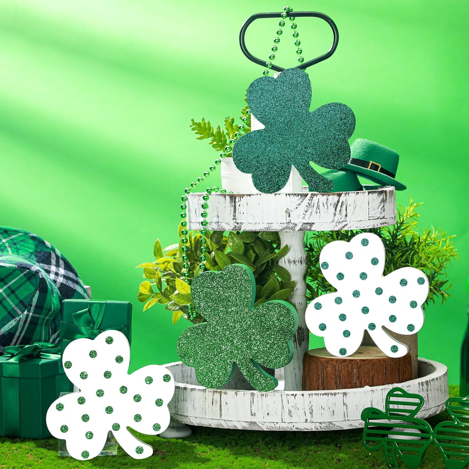 4 Pcs St. Patrick'S Day Decorations Wooden Shamrock Table Centerpieces ...